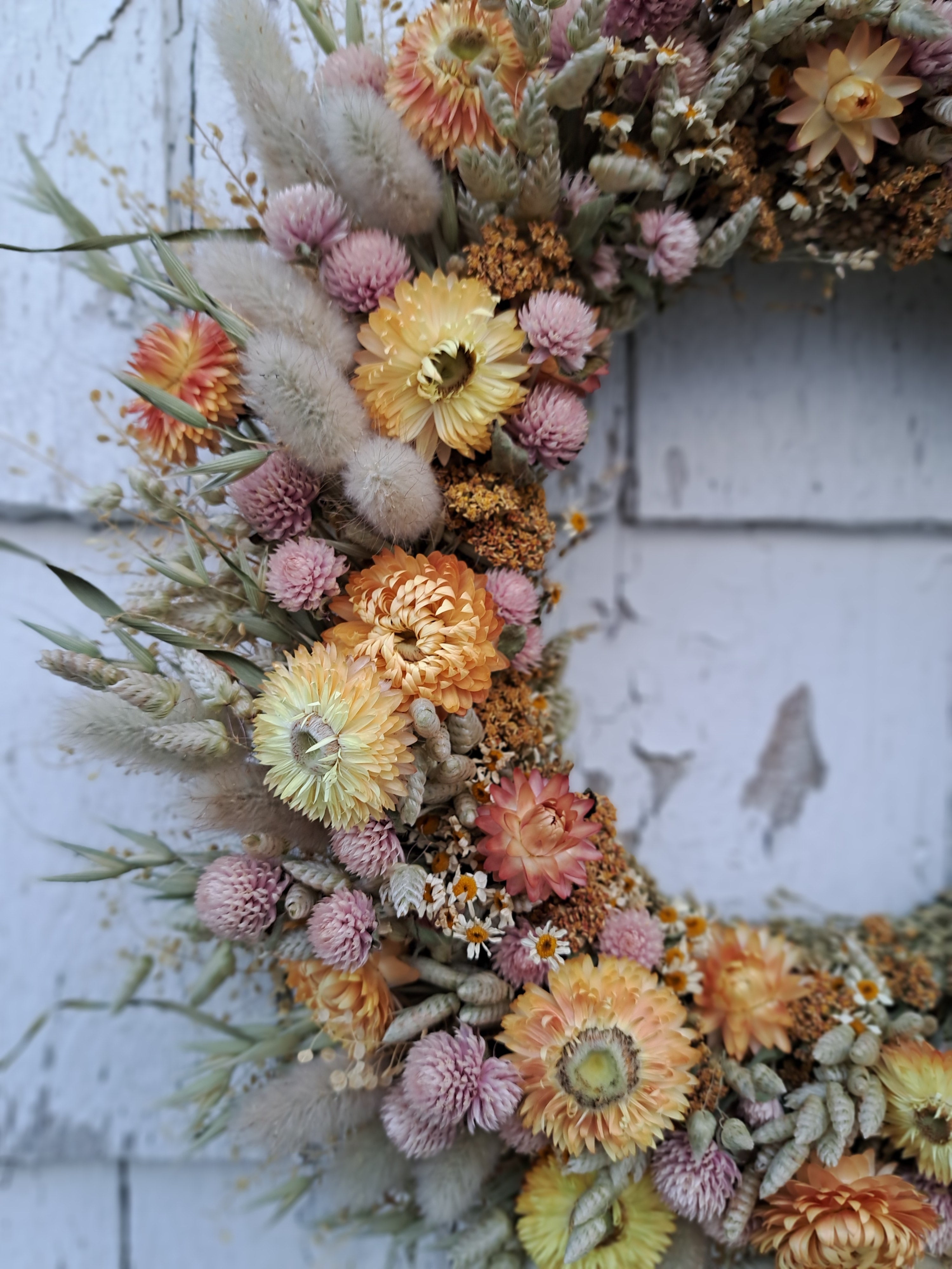 Rustic Pastels Medium Dried Flower Wreath – Stone Meadow Gardens